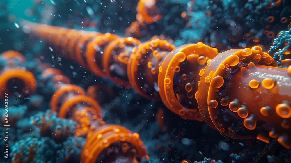 Illustrate a detailed cross-section of submarine cables laid on the ...