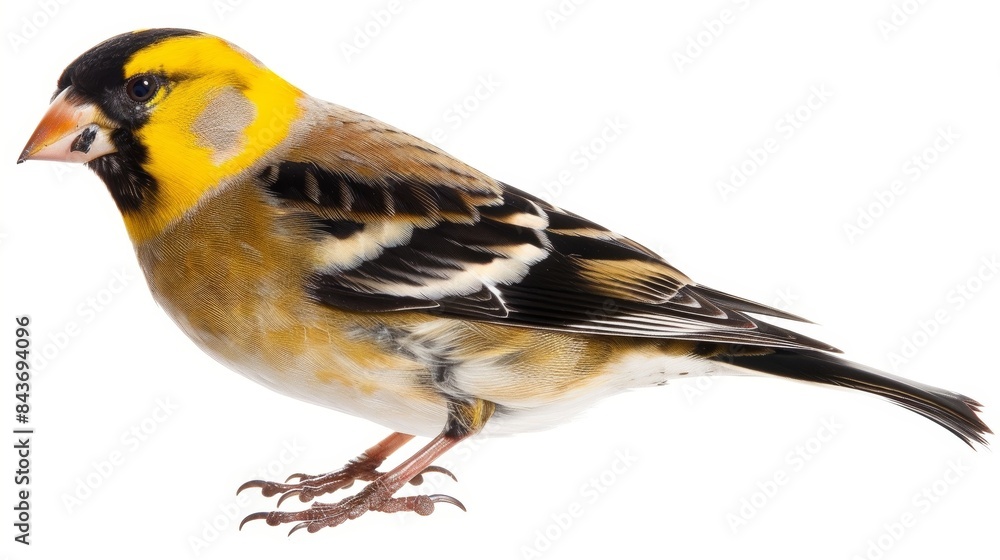 Alert yellowhammer bird displaying its striking yellow and black ...