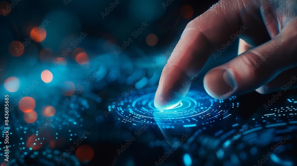 Using fingerprint indentification to personal data access Biometrics security Ekyc innovation ...