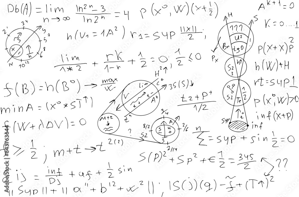 Mathematical, scientific formulas and expressions. Educational, vector ...