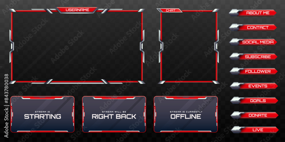Live Stream Overlay Webcam Screen Frame and Stream Alert GUI Panels ...