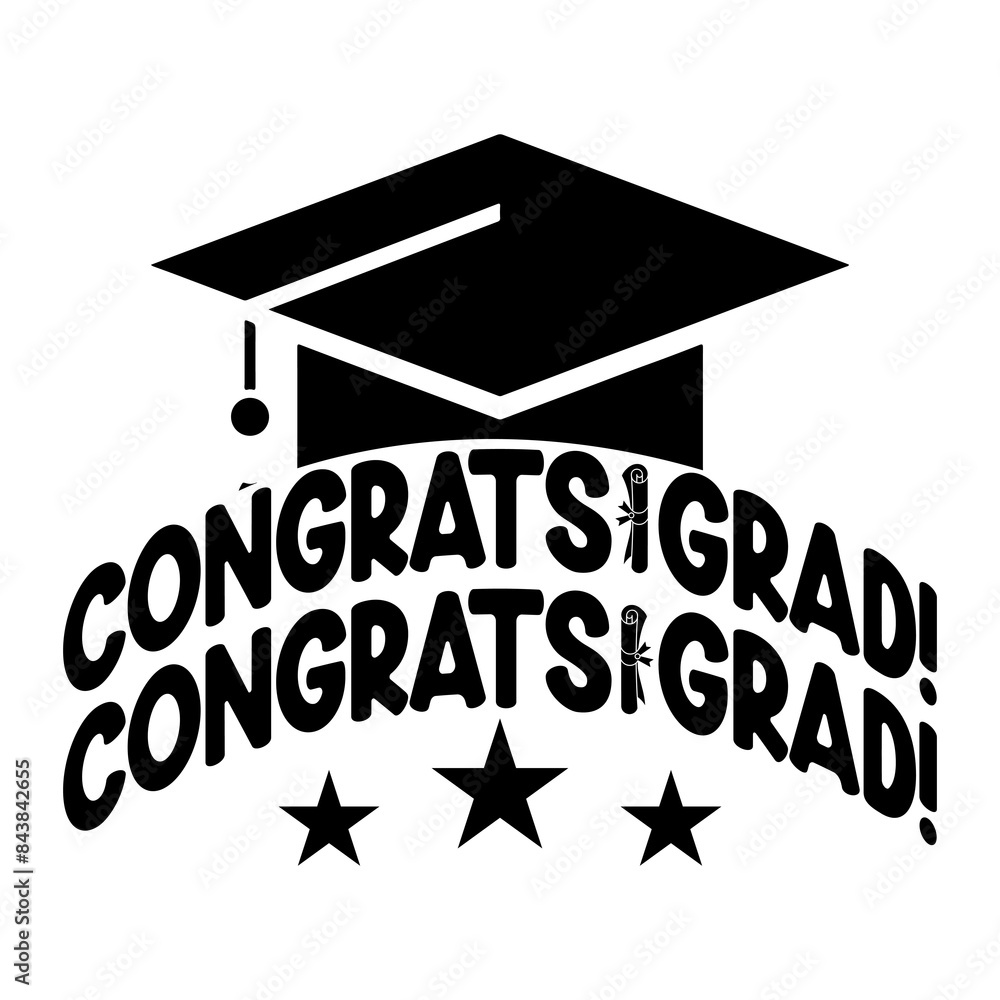 Graduation congrats grad typography clip art design on plain white ...