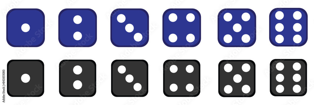 Game dice set isolated on transparent background. Set of dice in flat ...