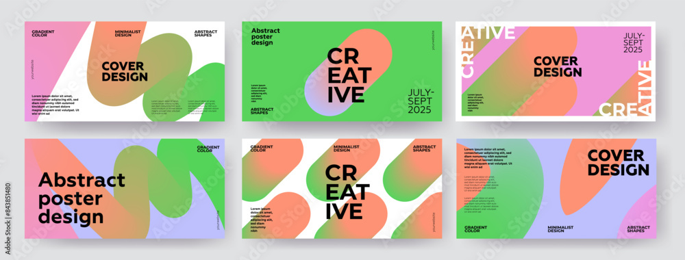 Creative covers or horizontal posters in modern minimal style for ...