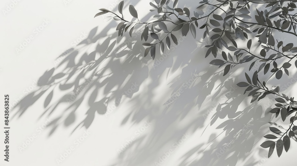 realistic tree branch shadows overlay on white background 3d render Stock Photo | Adobe Stock
