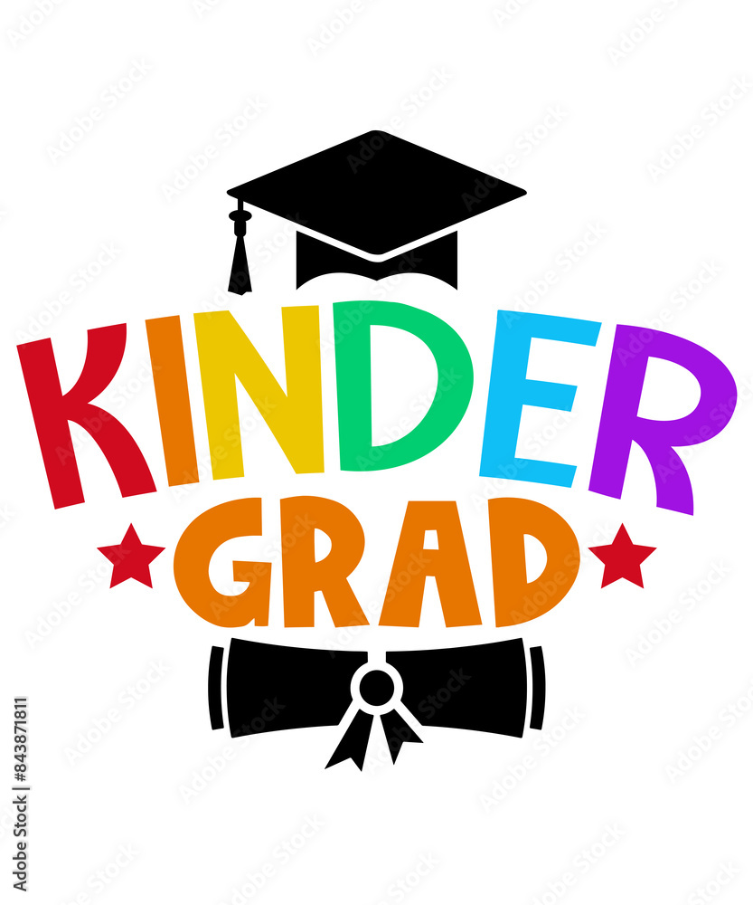 Graduation kindergarten kinder grad typography clip art design on plain ...