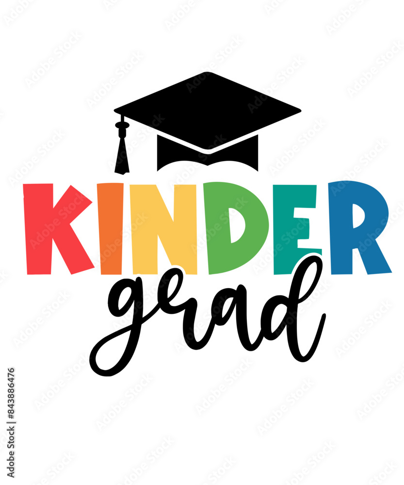 Graduation kinder grad kindergarten typography clip art design on plain ...