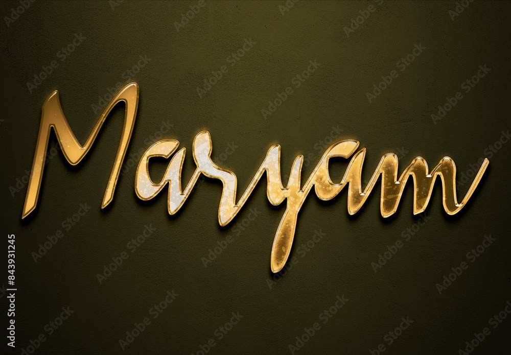 Old gold text effect of name Maryam with 3D glossy style Mockup. Stock ...