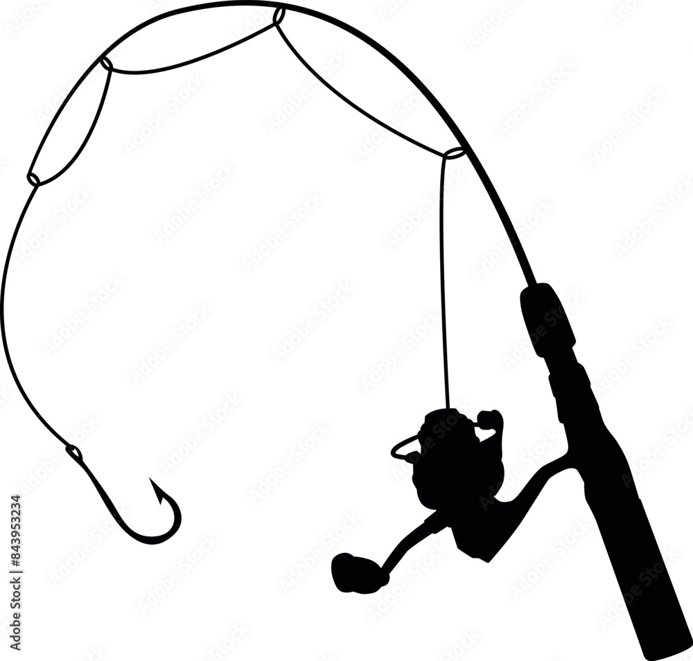 Fishing Rod SVG Cut File for Cricut and Silhouette, EPS Vector, DXF ...