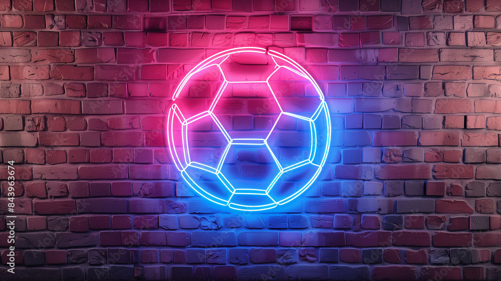 Vector realistic football frame logo isolated neon sign for template ...