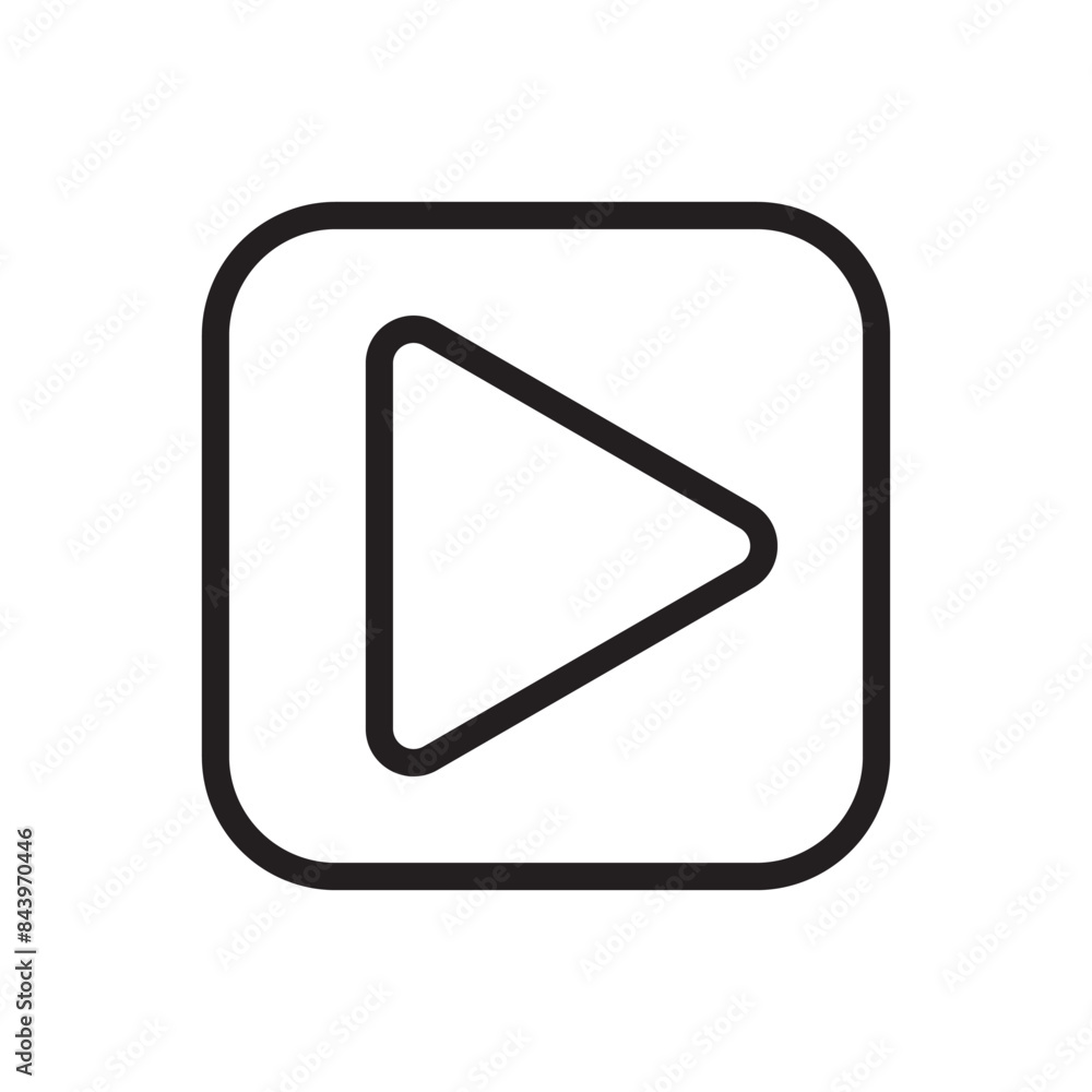 Play button icon, vector with stroke line. Play button icon design for ...