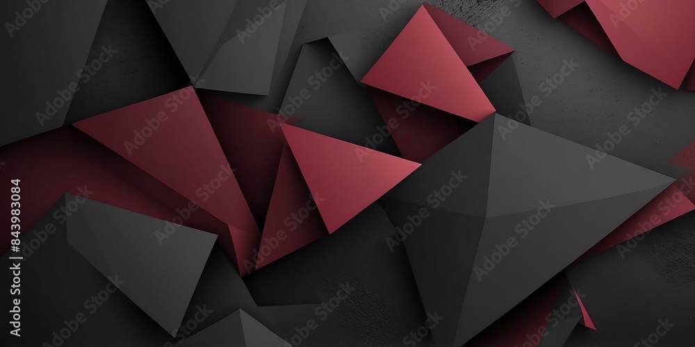 abstract black and maroon background with random geometric triangle ...