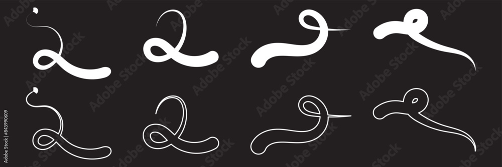 Set of Swoosh and swoop underline typography tails shape in flat styles ...
