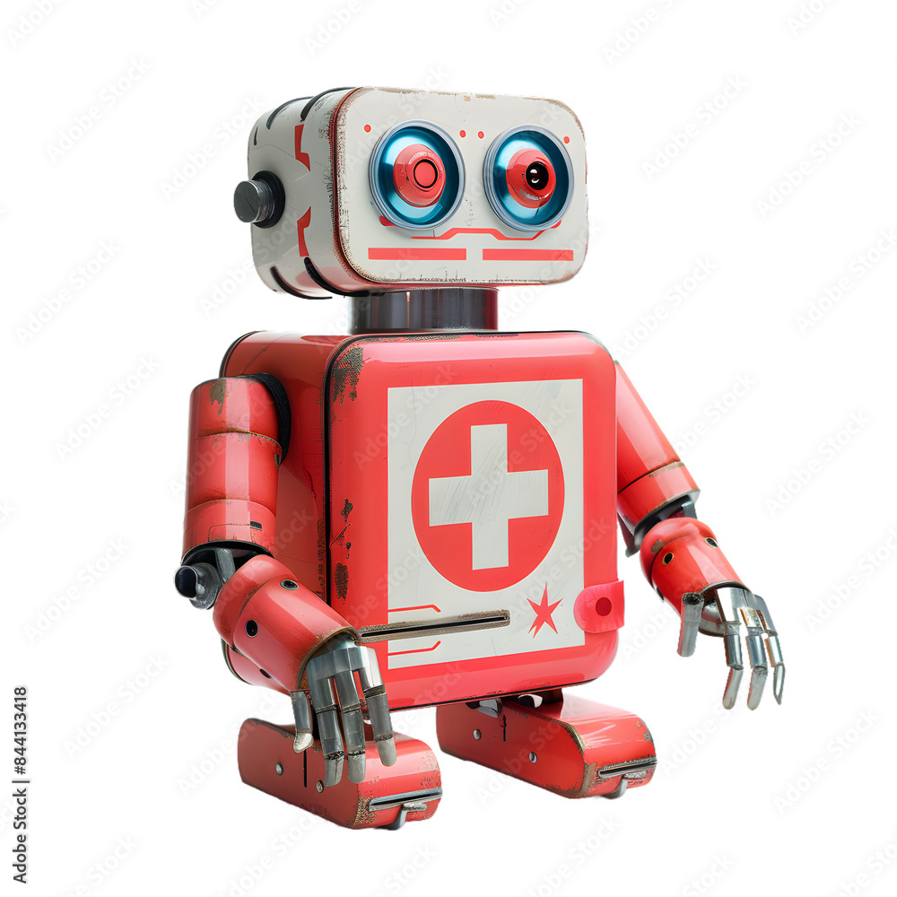 cute robot First aid kit, PNG image, isolated Stock Illustration ...