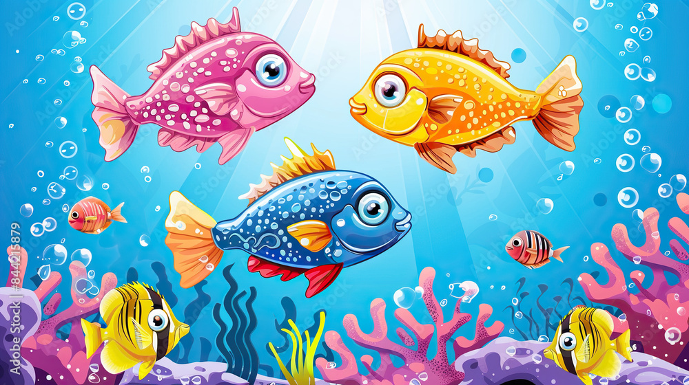 Colorful fish clipart swimming in the ocean Stock Illustration | Adobe ...