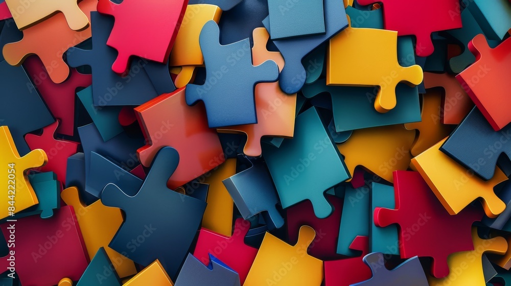 Geometric Puzzle Pieces fitting together to form a cohesive and ...
