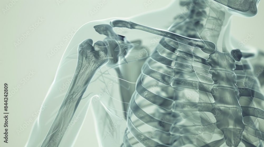 An intricate x-ray of a real person's shoulder, displaying transparent ...