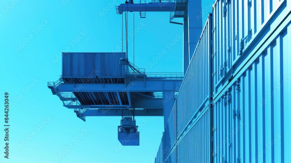 Container being loaded onto a shipping ship side view Efficient cargo ...