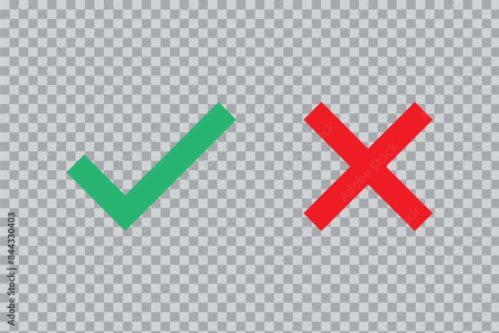 Checkmark icon set.Red and green check mark . Check marks vector icons ...