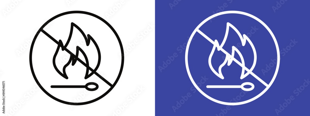 The no fire sign warns against open flames, featuring a prohibition ...