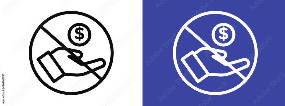 Restrict cash transactions with this no money sign, featuring a ...