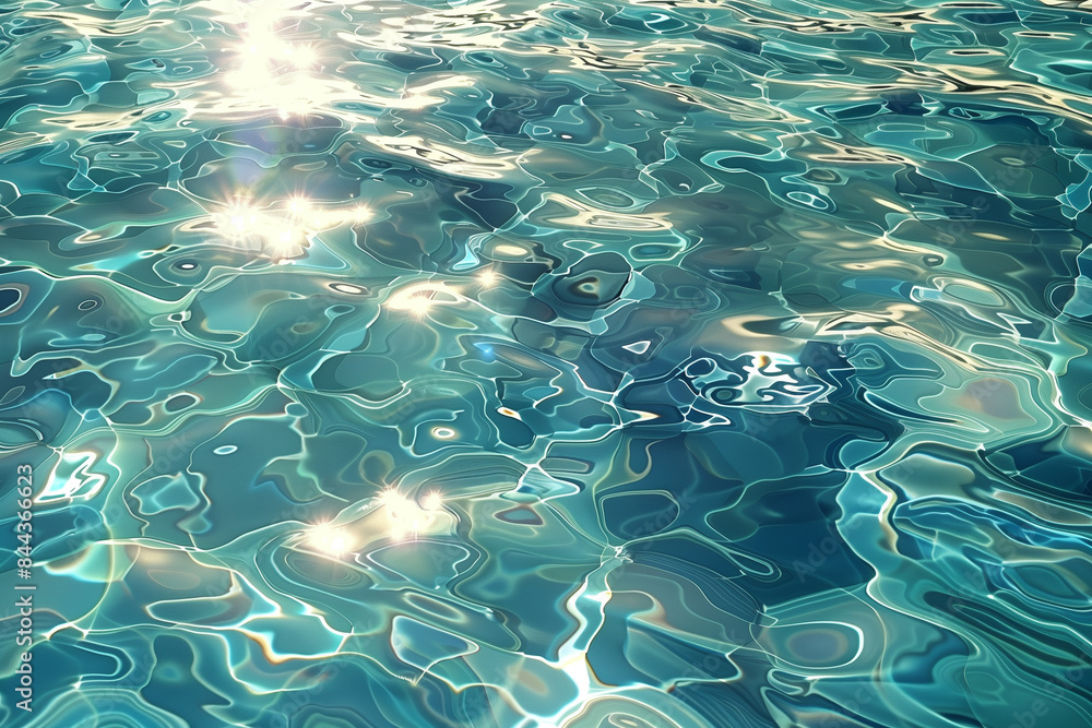 Caustic light effect in water surface bg pattern. Pool or ocean ripple ...