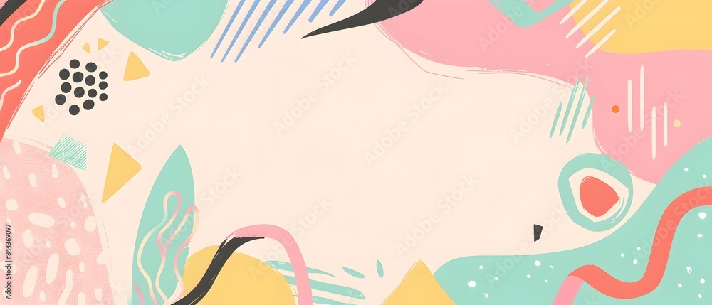 Delightful Pastel Abstract Geometric Shapes Page Border Design with ...
