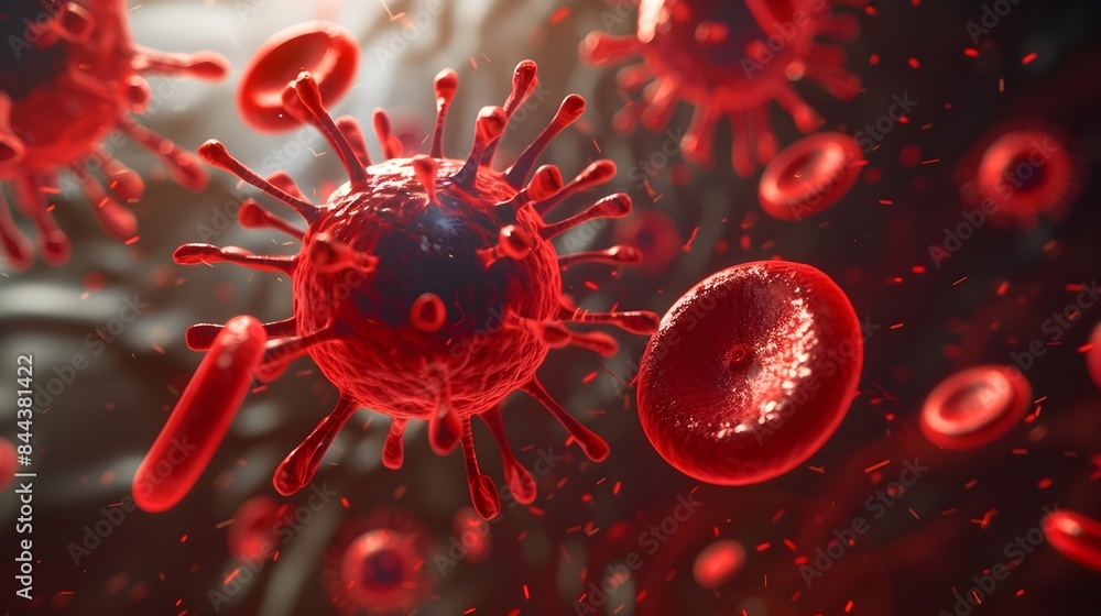 microscopic view virus and red blood cells Stock Illustration | Adobe Stock