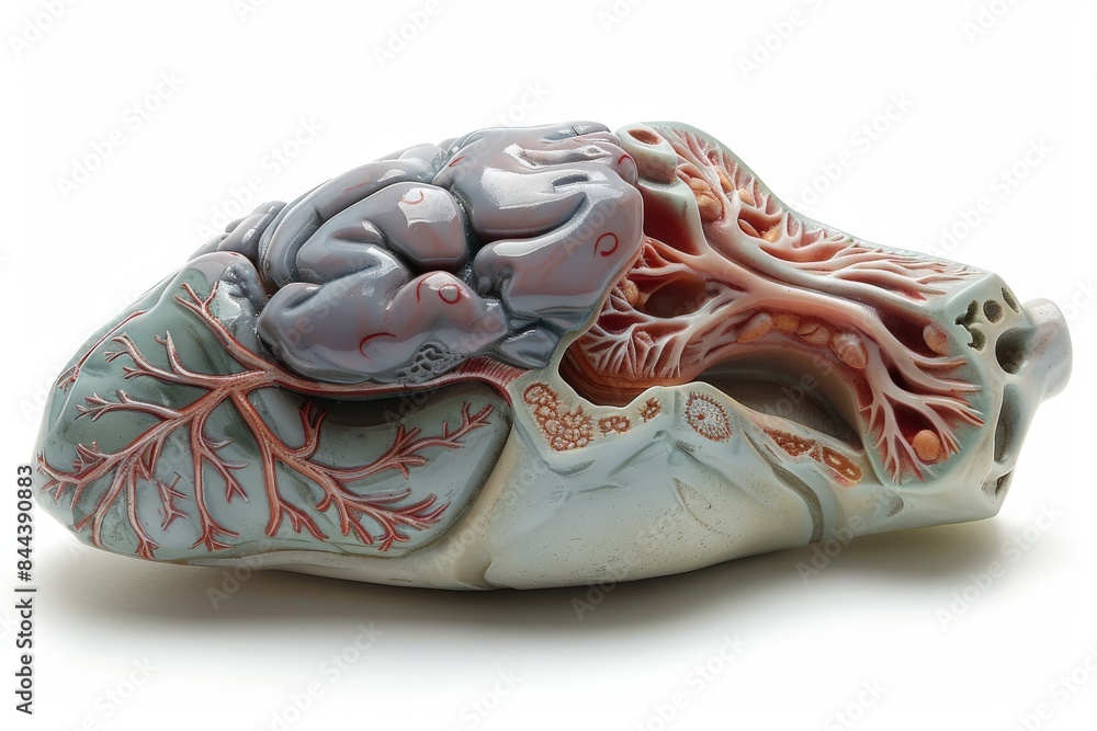 A detailed plastic model of the thymus gland, highlighting its shape ...