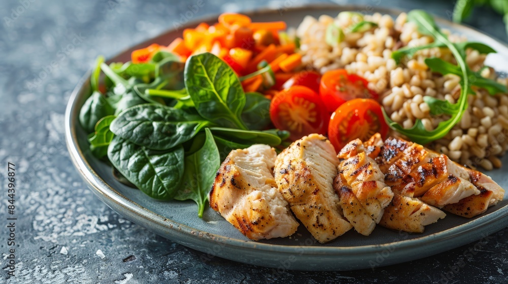 Realistic depiction of a nutritious meal showcasing a balanced diet ...
