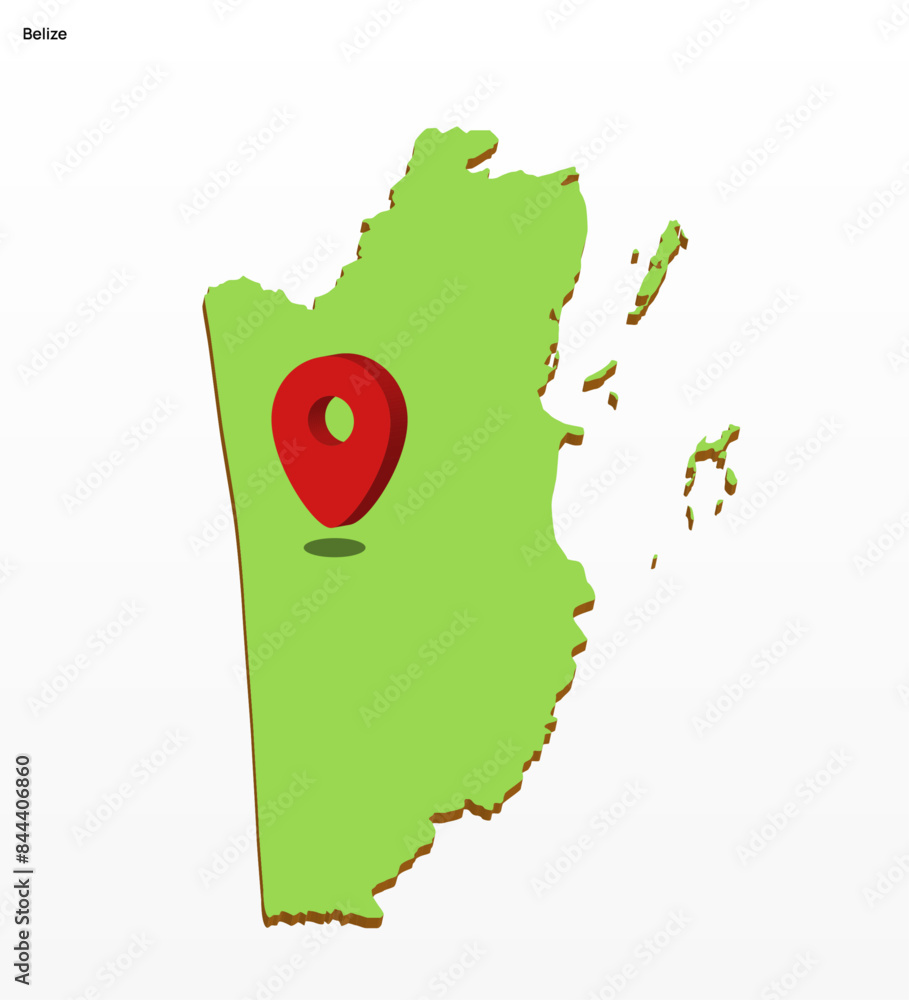 3d vector illustration graphic green color geographical map of Belize ...
