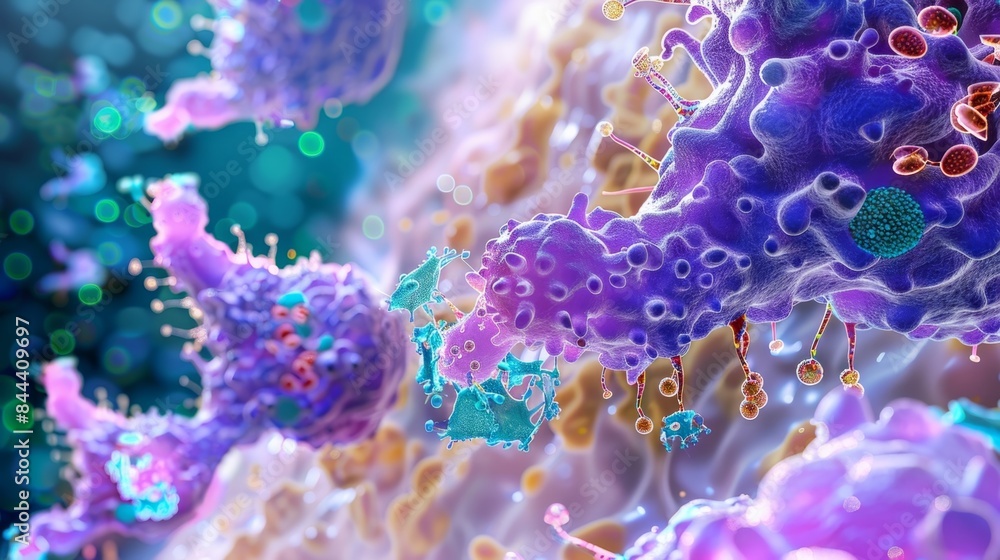 Detailed image of a cell signaling pathway triggered by the binding of ...