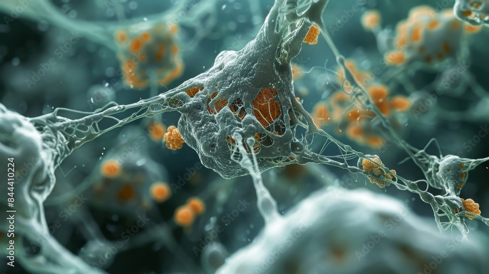 An electron microscopy image displaying the intricate network of ...