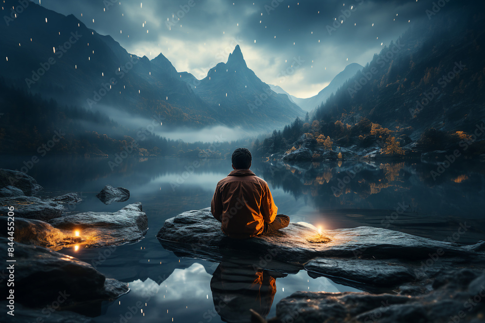 Created with generative AI image of person finding inner peace ...