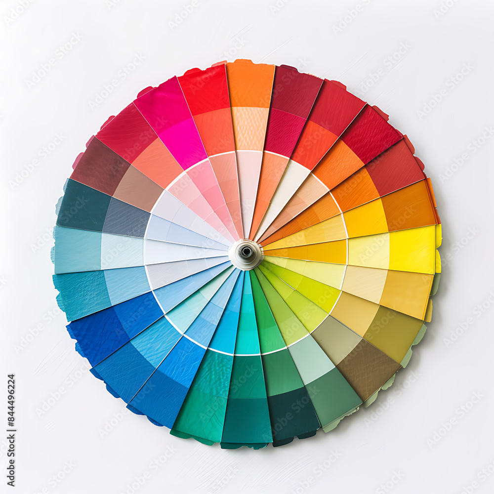 Color wheel with color sample swatches. A color palette guide circle ...