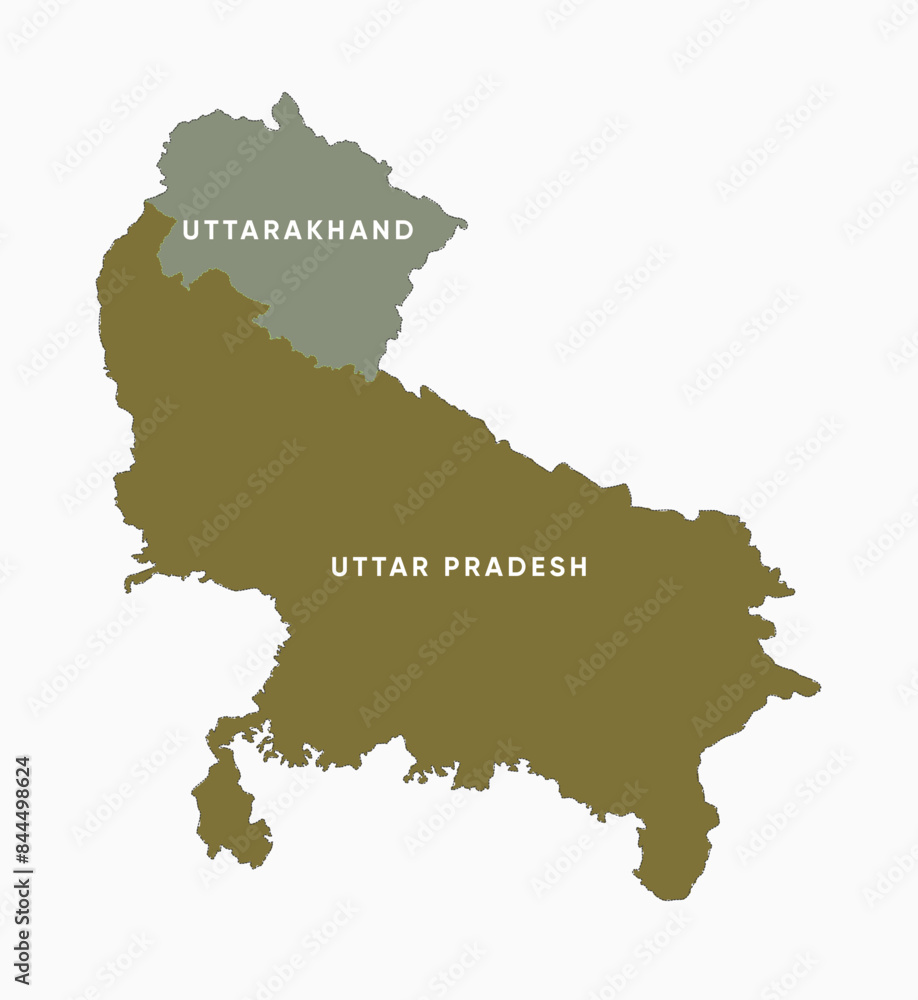 High Quality map for North region of India, with Uttar Pradesh in Dark ...