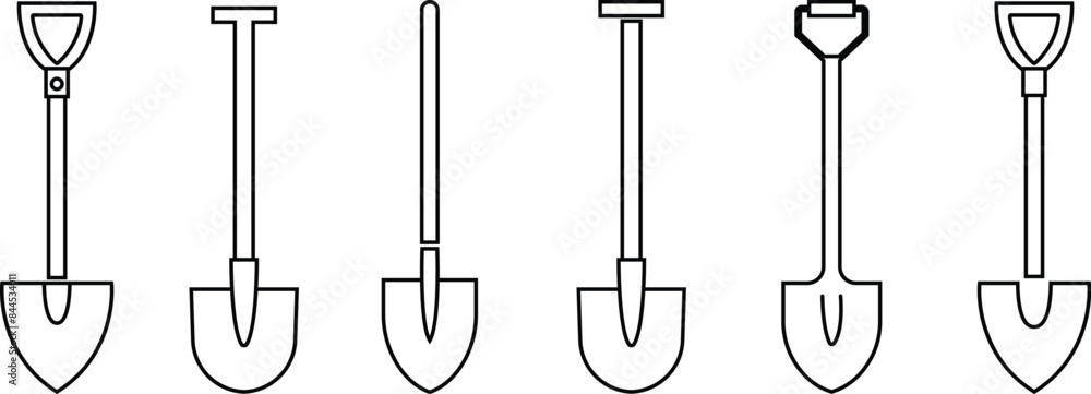 Shovel premium icon set in trendy style. Shovel, Tool, Repair, Digging ...