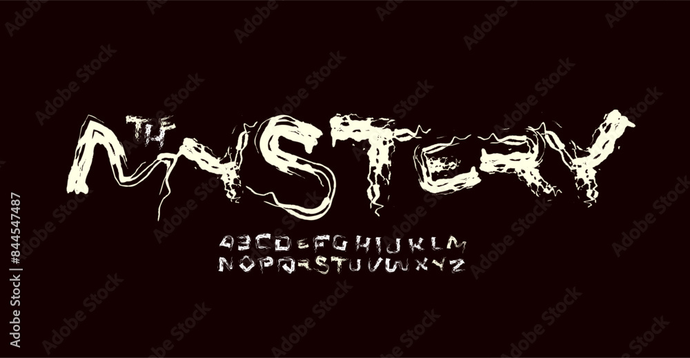 Mystery spooky font, eerie distorted letters, dark horror typeface for ...