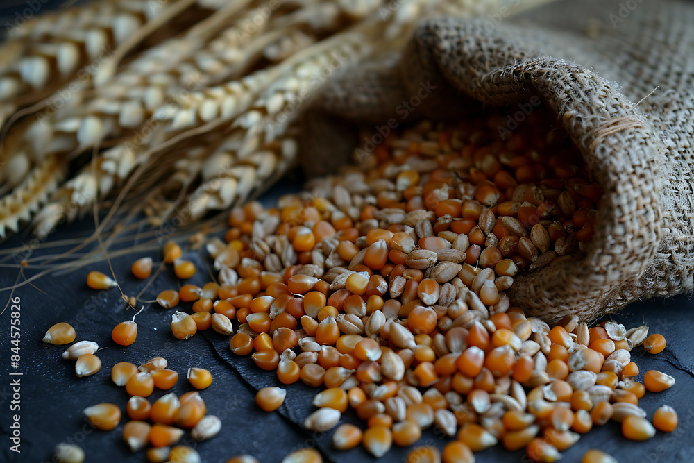 A vibrant assortment of corn kernels, whole wheat, and buckwheat ...
