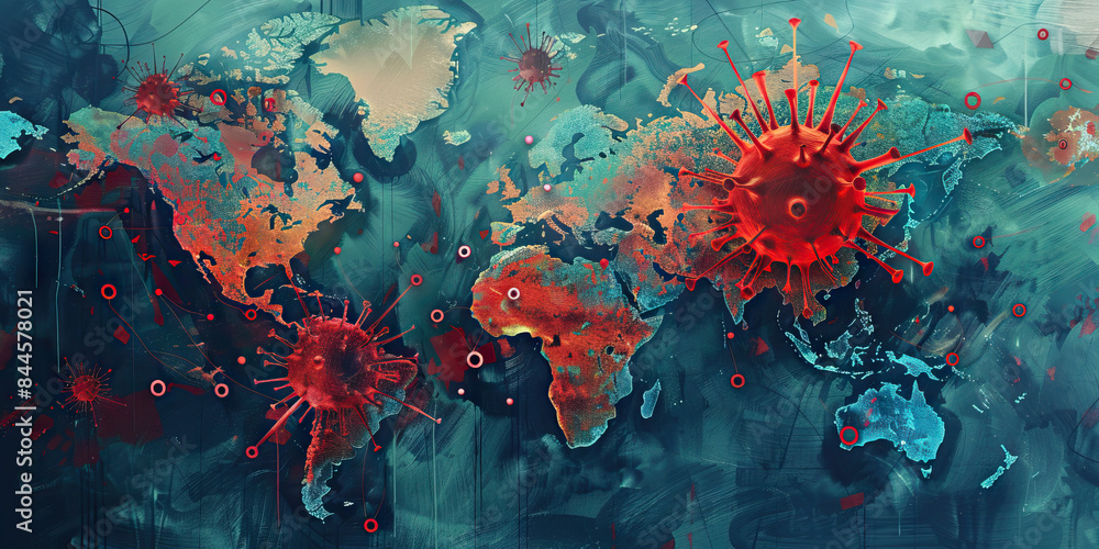 Global Epidemic: A map showing the spread of a new infectious disease ...