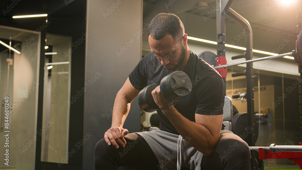 Multiracial multiethnic male sportsman African American bodybuilder ...