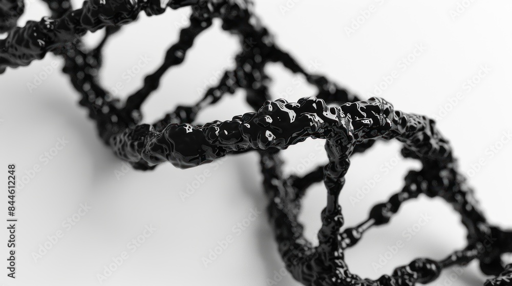 Illuminated Black DNA Strands on White Background - High-Resolution ...