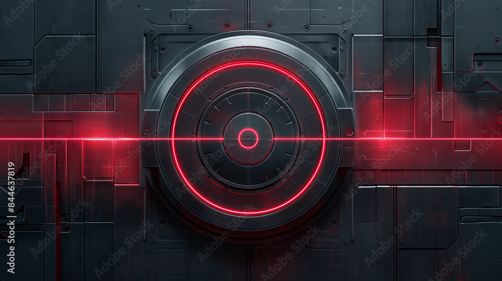 Bank vault black metal door, with red laser lights, futuristic security ...