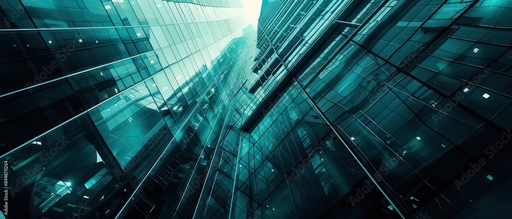 high-tech building boasts a glass facade adorned with aluminum panels ...