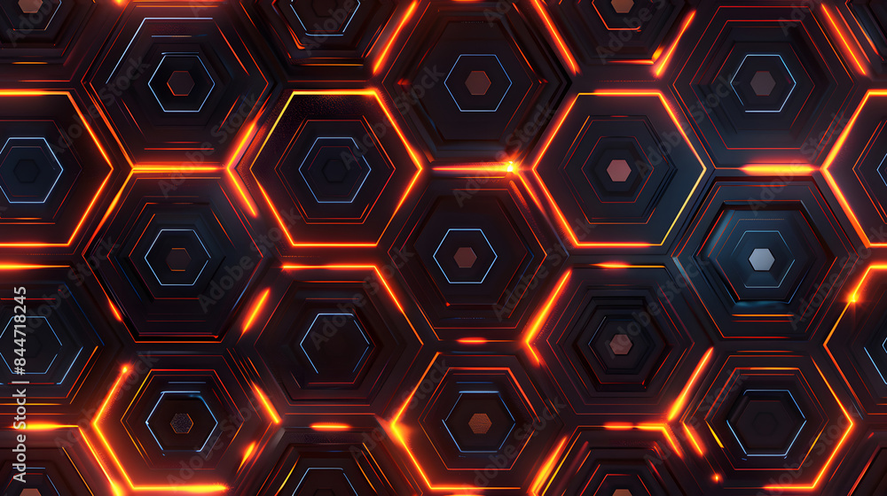 Abstract Orange Hexagons Stock Illustration | Adobe Stock