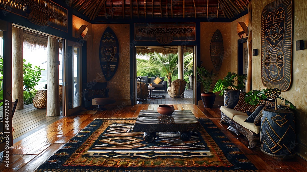 Samoan living room. Samoa. A luxurious tropical living room with ...
