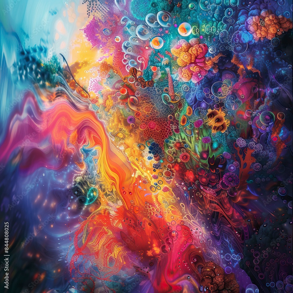 an image of a colorful dream that captures the surreal and psychedelic ...