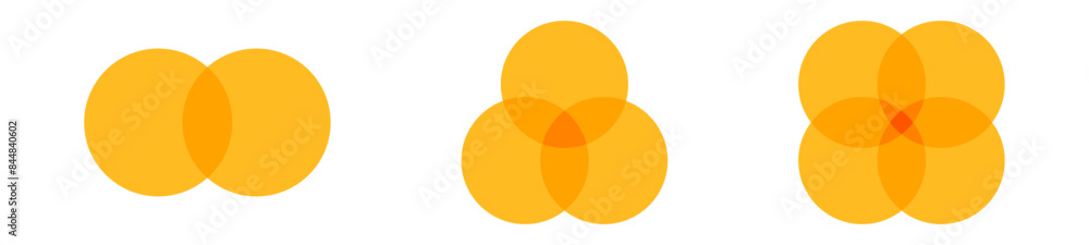 Venn diagram with overlapping circles. Infographic with intersections and overlaps. Flat vector ...