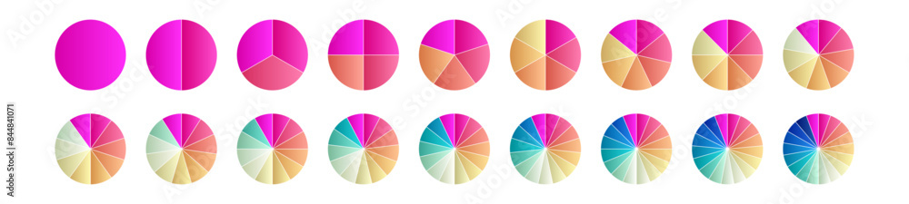 Pie chart with different segments in a circular diagram. wheel graph ...