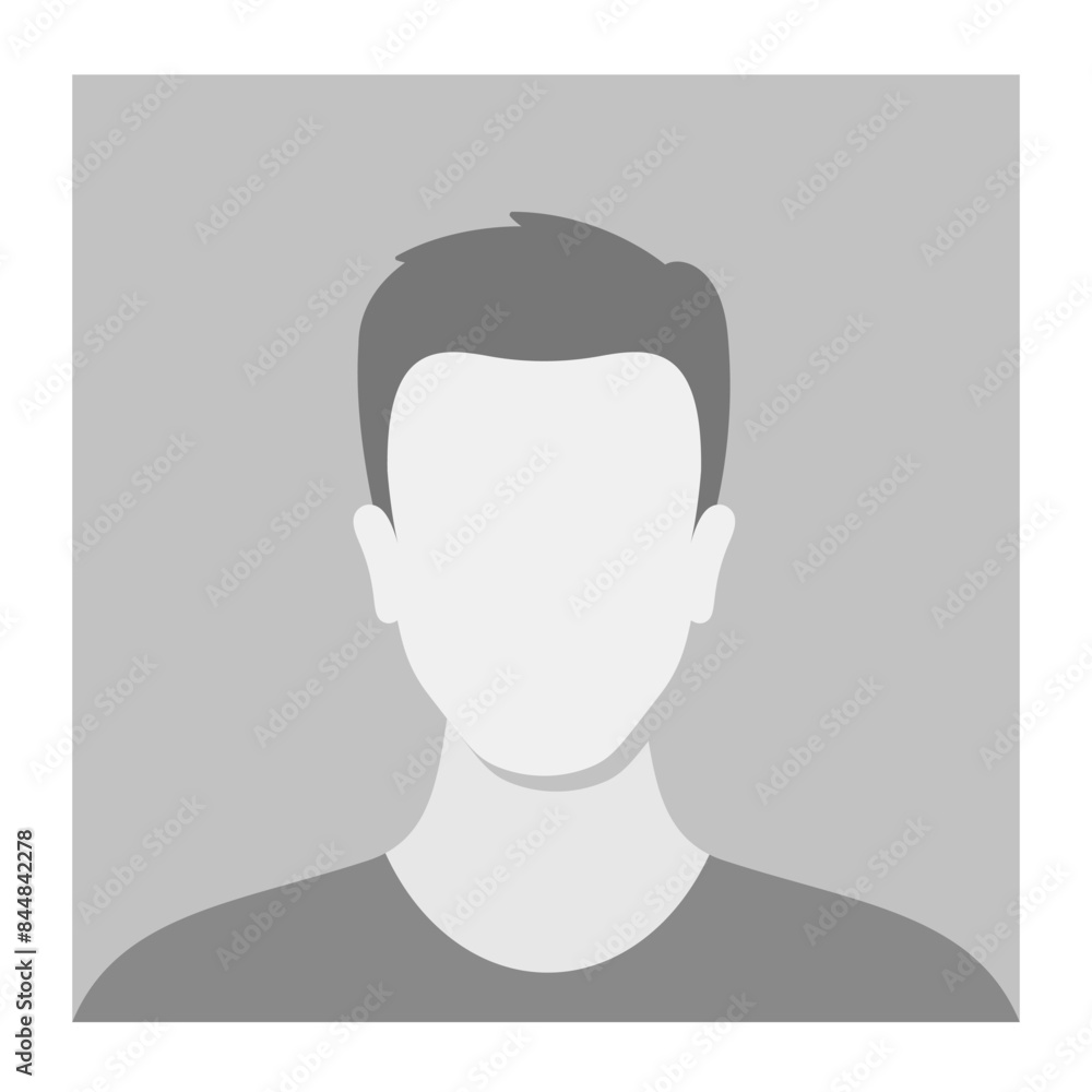 Gray-scale Male Character Profile Picture With Blank Facial Features ...